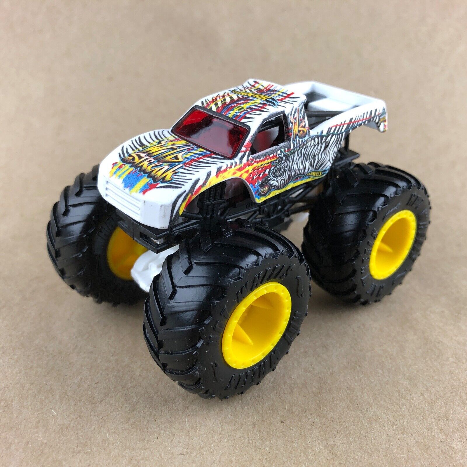 Hot Wheels Monster Trucks Wild Streak White Zebra Stripe 1:64 Scale Di ...